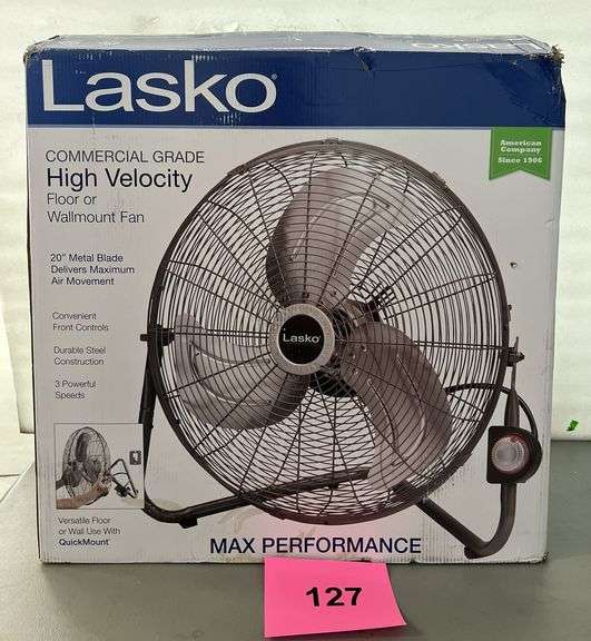 LASKO FLOOR OR WALLMOUNT FAN IN BOX - Earl's Auction Company