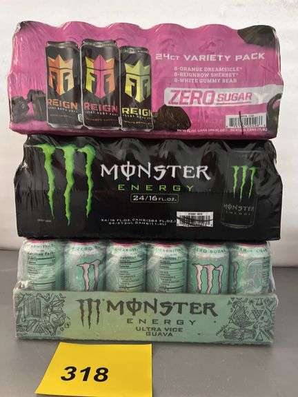 (3) PACKS OF ENERGY DRINKS - REIGN & MONSTER - Earl's Auction Company