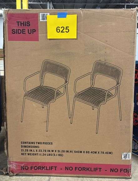 (2) CAFE COLLECTION STEEL CHAIRS IN BOX - BLACK - Earl's Auction Company