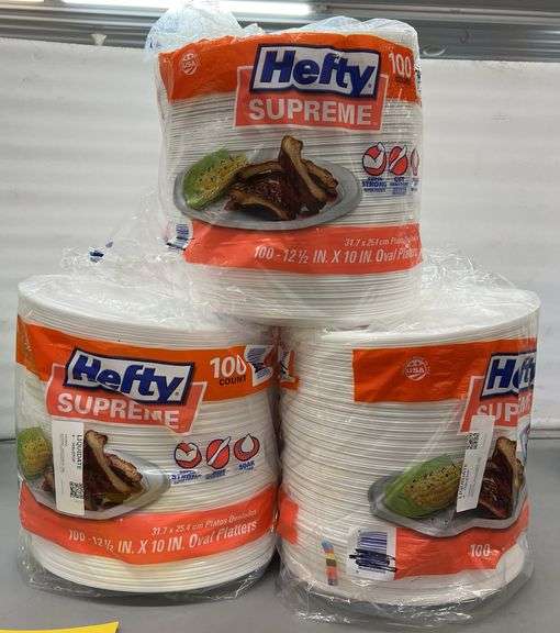 (3) PACKS OF HEFTY FOAM OVAL PLATES - Earl's Auction Company