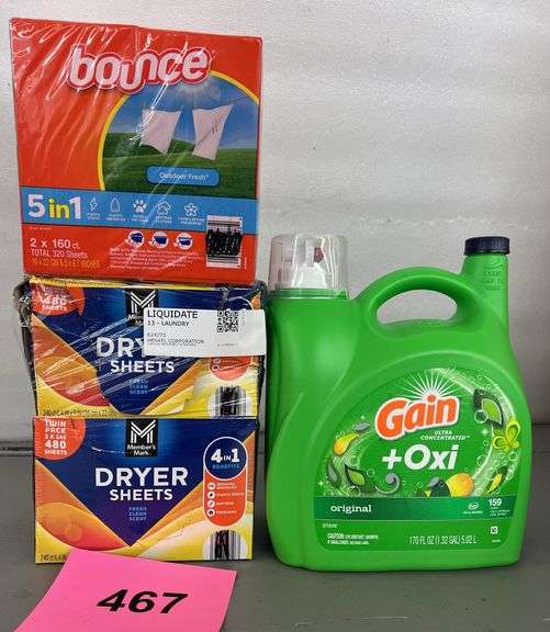 3PC LAUNDRY LOT - DRYER SHEETS & DETERGENT - Earl's Auction Company