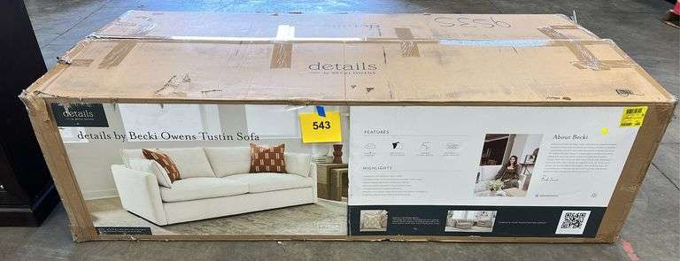 BECKI OWENS TUSTIN SOFA IN BOX - Earl's Auction Company