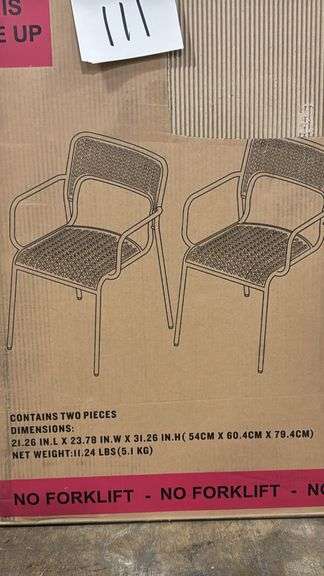 (2) CAFE COLLECTION STEEL CHAIRS IN BOX - BLACK - Earl's Auction Company