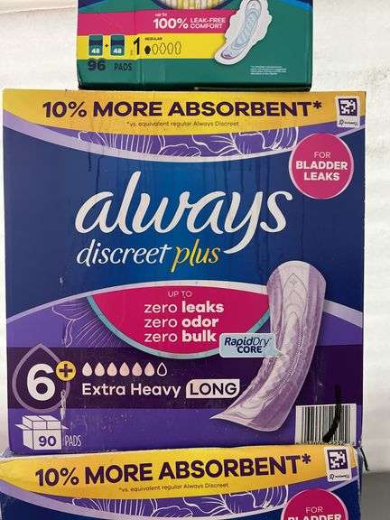 (4) BOXES OF ALWAYS PADS - Earl's Auction Company