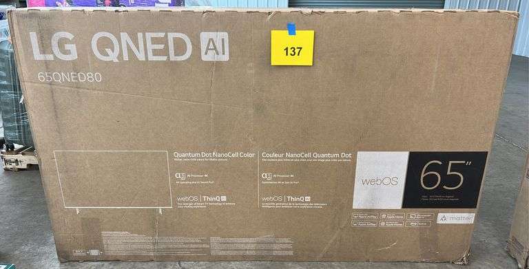 LG 65" QNED AI 4K SMART TV IN BOX - Earl's Auction Company