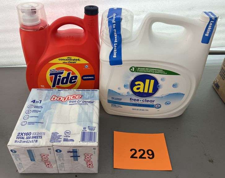 3PC LAUNDRY LOT - ALL, TIDE & BOUNCE - Earl's Auction Company