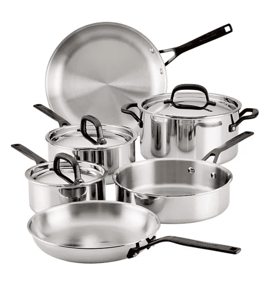 KITCHENAID 9PC STAINLESS STEEL 5 PLY COOKWARE SET IN BOX - Earl's ...