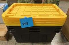 (4) LARGE PLASTIC STORAGE TOTES W/ LIDS - BLACK & YELLOW - Earl's ...