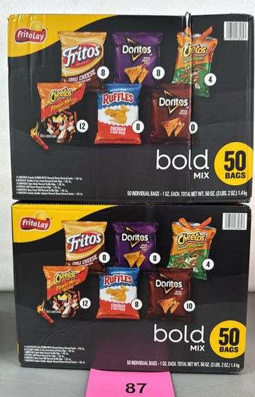 (2) BOXES OF FRITO LAYS CHIPS (50 BAGS PER BOX) - Earl's Auction Company