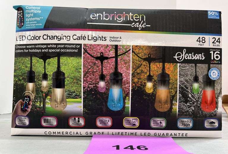 ENBRIGHTEN LED COLOR CHANGING CAFE LIGHTS IN BOX - Earl's Auction Company