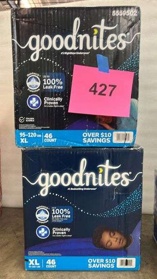 (2) BOXES OF KIDS GOODNITES UNDERWEAR - SIZE XL - Earl's Auction Company