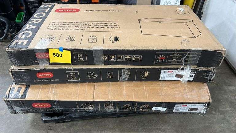 AS IS - (3) KETER DECK BOXES IN BOXES - Earl's Auction Company