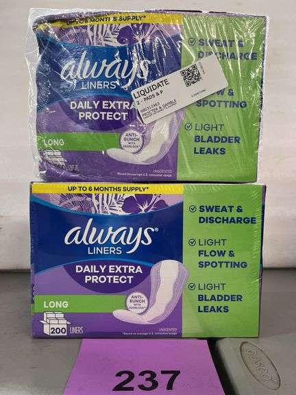 (2) BOXES OF ALWAYS LINERS - Earl's Auction Company