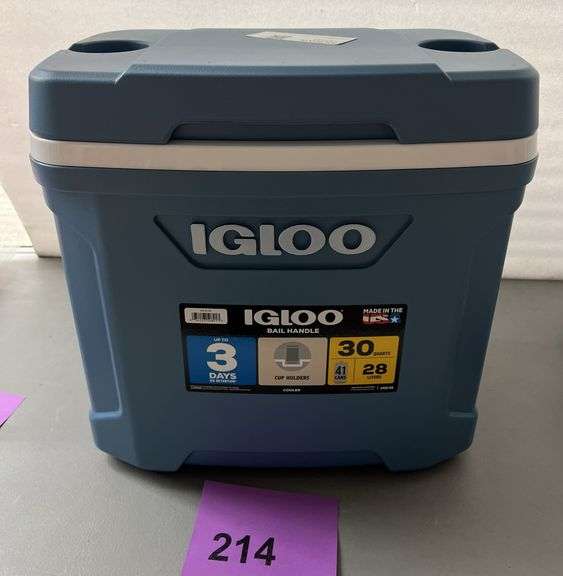IGLOO 30QT BAIL HANDLE COOLER - BLUE - Earl's Auction Company