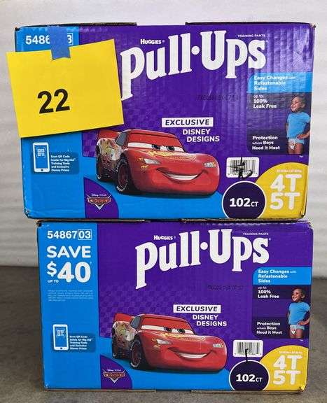 (2) BOXES OF HUGGIES PULL UPS DIAPERS - SIZE 4T/5T - Earl's Auction Company