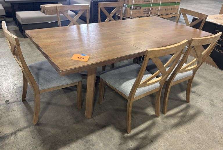 ABBYSON LIVING 7PC WOOD DINING SET - Earl's Auction Company