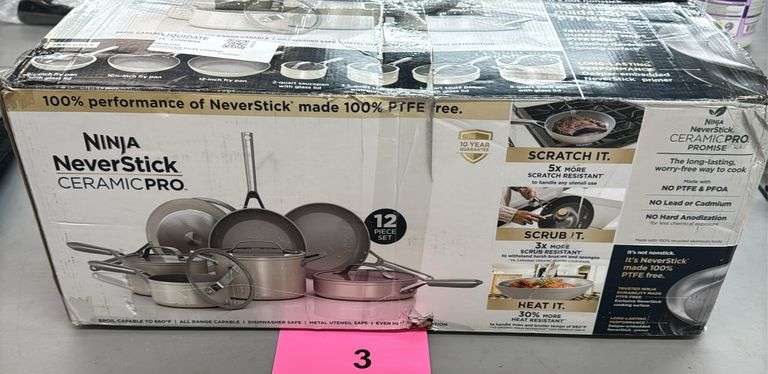 NINJA NEVERSTICK CERAMIC PRO COOKWARE SET IN BOX - Earl's Auction Company