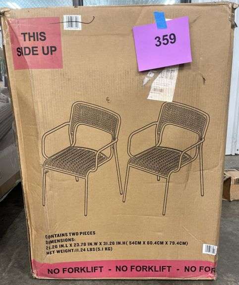 (2) CAFE STEEL CHAIRS IN BOX - BLACK - Earl's Auction Company