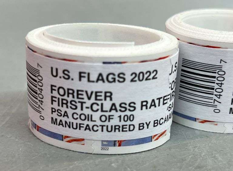 (2) ROLLS OF U.S. FLAGS 2022 FOREVER STAMPS - Earl's Auction Company
