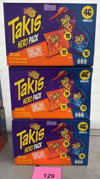 (3) BOXES OF TAKIS CHIPS (46 BAGS PER BOX) - Earl's Auction Company