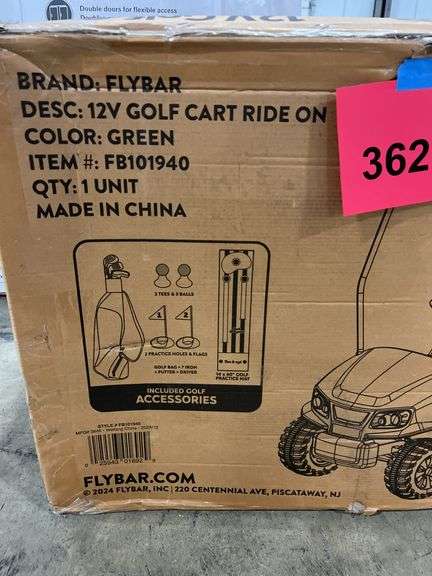 FLYBAR KIDS GOLF CART RIDE ON IN BOX - Earl's Auction Company