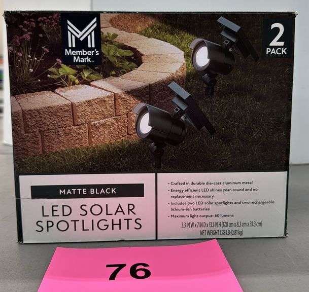 2PC MATTE BLACK LED SOLAR SPOTLIGHTS IN BOX - Earl's Auction Company
