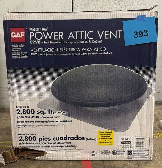 GAF MASTER FLOW POWER ATTIC VENT IN BOX - Earl's Auction Company