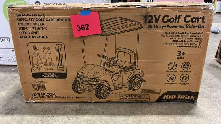 FLYBAR KIDS GOLF CART RIDE ON IN BOX - Earl's Auction Company