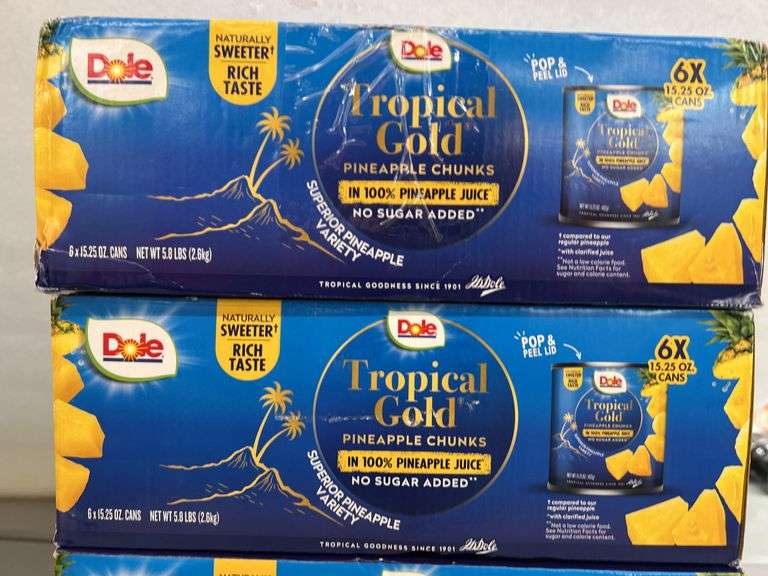 (4) BOXES OF DOLE TROPICAL GOLD PINEAPPLE CHUNKS - Earl's Auction Company