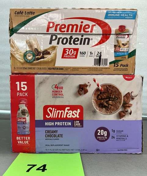 (2) BOXES OF PROTEIN SHAKES - PREMIER & SLIMFAST - Earl's Auction Company
