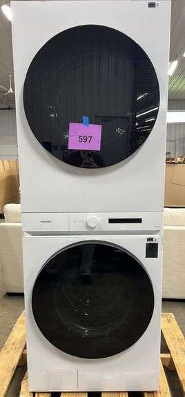 PRE-OWNED SAMSUNG 4.6CU FT WASHER & 7.6CU FT GAS DRYER LAUNDRY TOWER ...