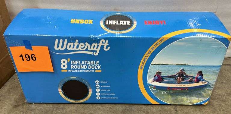 NEW WATERAFT 8FT INFLATABLE ROUND DOCK IN BOX - Earl's Auction Company