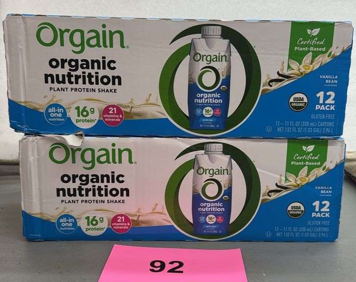 (2) BOXES OF ORGAIN NUTRITION SHAKES - Earl's Auction Company