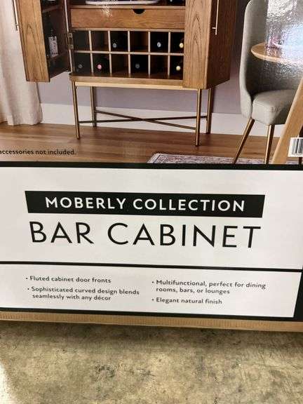 MOBERLY COLLECTION BAR CABINET IN BOX - Earl's Auction Company