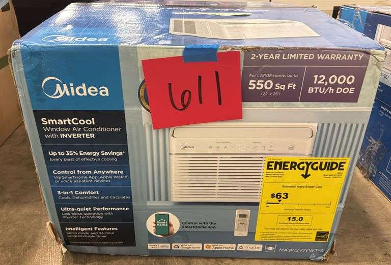 MIDEA WINDOW AIR CONDITIONER IN BOX - Earl's Auction Company