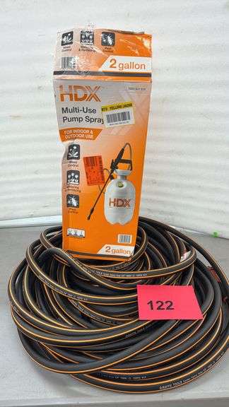 HDX PUMP SPRAYER & GARDEN HYBRID HOSE - Earl's Auction Company