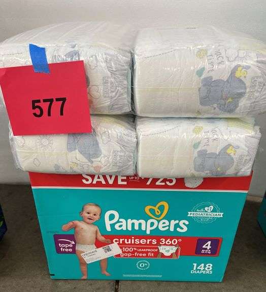 (1) BOX + (2) PACKS OF DIAPERS SIZE 4 - Earl's Auction Company