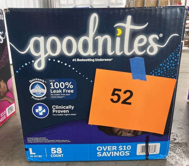 BOX OF KIDS GOODNITES UNDERWEAR - SIZE L - Earl's Auction Company