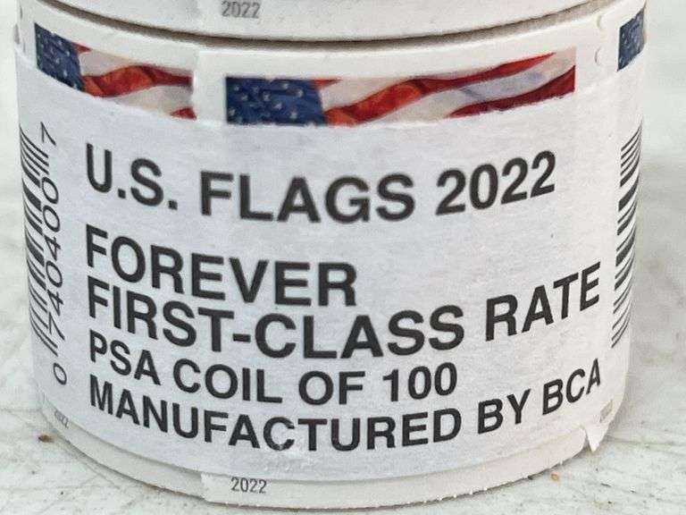 (2) ROLLS OF U.S. FLAGS 2022 FOREVER STAMPS - Earl's Auction Company