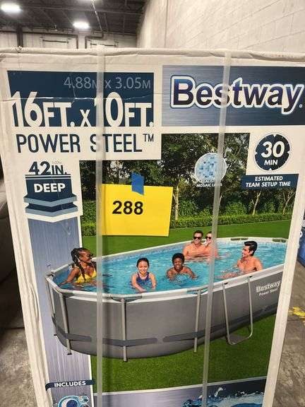 BESTWAY 16FTx10FT POWER STEEL POOL SET IN BOX - Earl's Auction Company