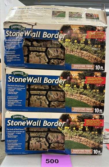 (3) GARDENEER STONE WALL BORDERS IN BOXES - Earl's Auction Company