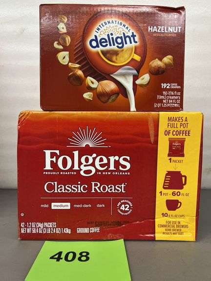 2PC COFFEE LOT - FOLGERS & CREAMER - Earl's Auction Company
