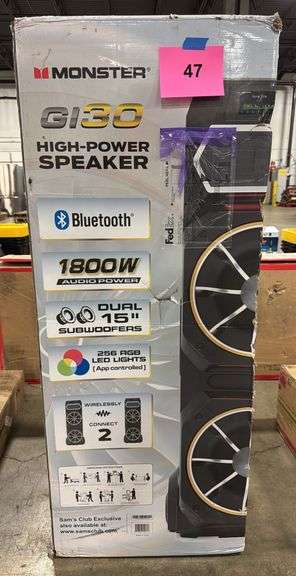 MONSTER GI30 HIGH-POWER SPEAKER IN BOX - Earl's Auction Company
