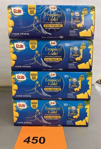 (4) BOXES OF DOLE TROPICAL GOLD PINEAPPLE CHUNKS - Earl's Auction Company