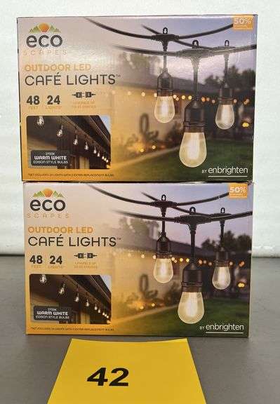 (2) BOXES OF ECO SCAPES OUTDOOR LED CAFE LIGHTS - Earl's Auction Company