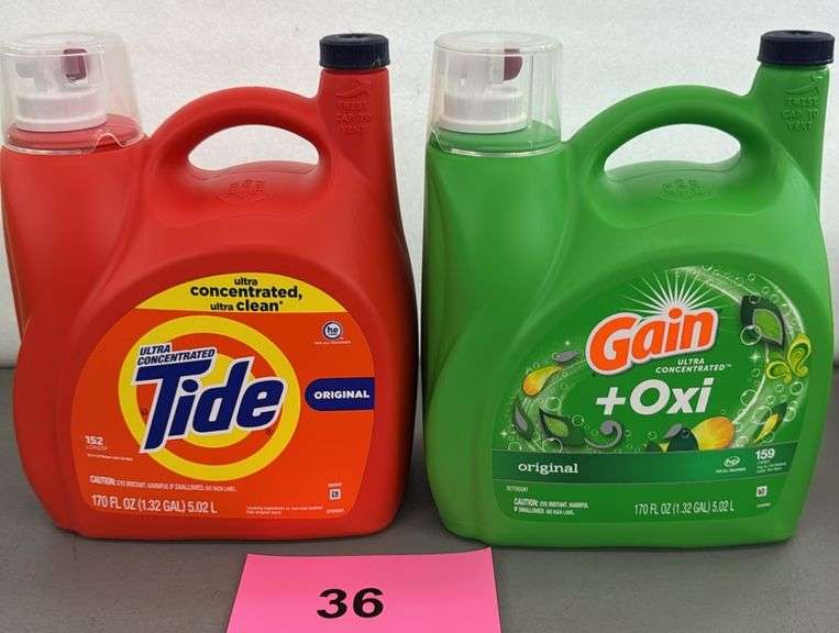 (2) JUGS OF DETERGENT - TIDE & GAIN - Earl's Auction Company