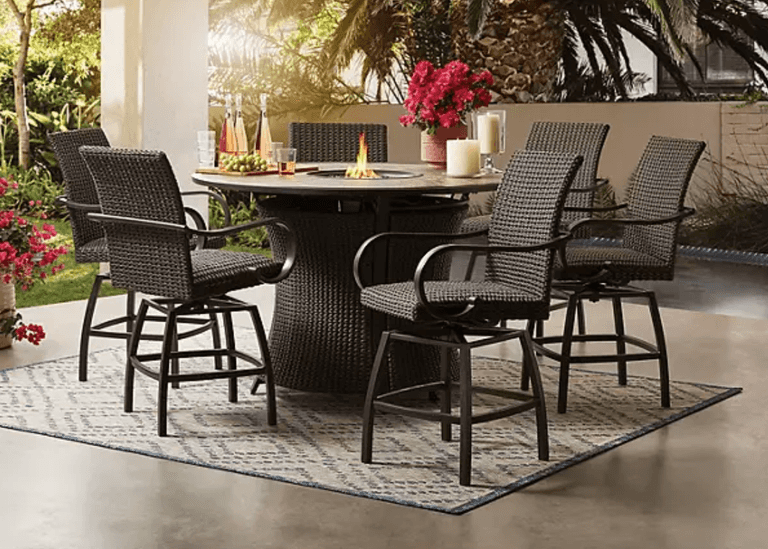 HOMEWOOD COLLECTION 7PC COUNTER HEIGHT DINING SET W/ FIRE PIT IN BOX ...