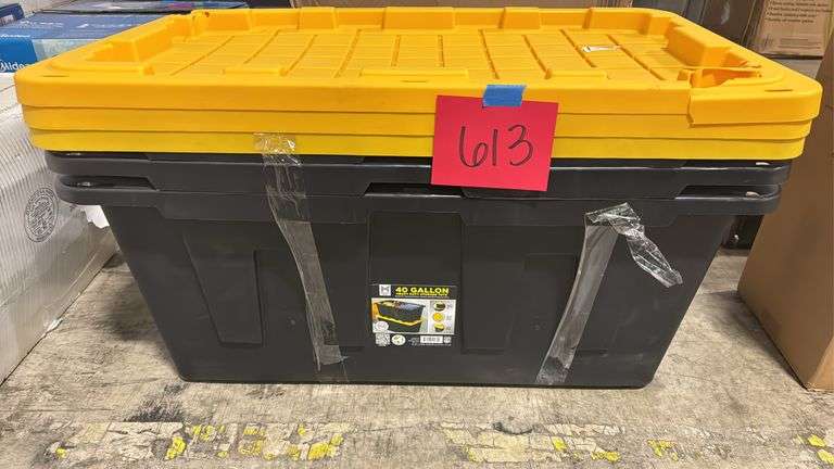 AS IS - (3) BLACK 40GAL STORAGE TOTES W/ LIDS - Earl's Auction Company