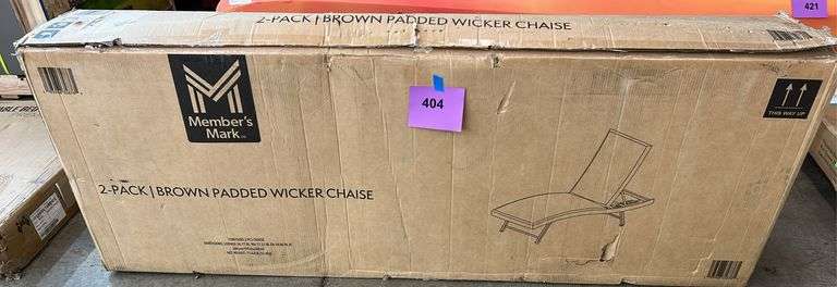 (2) PADDED WICKER CHAISES IN BOX - BROWN - Earl's Auction Company