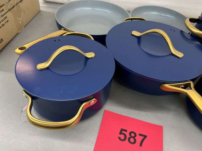 10PC CERAMIC COOKWARE SET - BLUE - Earl's Auction Company